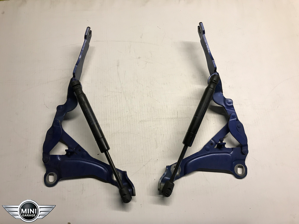 Lightning Blue Bonnet Hinges with Struts - R55 R56 R57 Mini One, Cooper ...